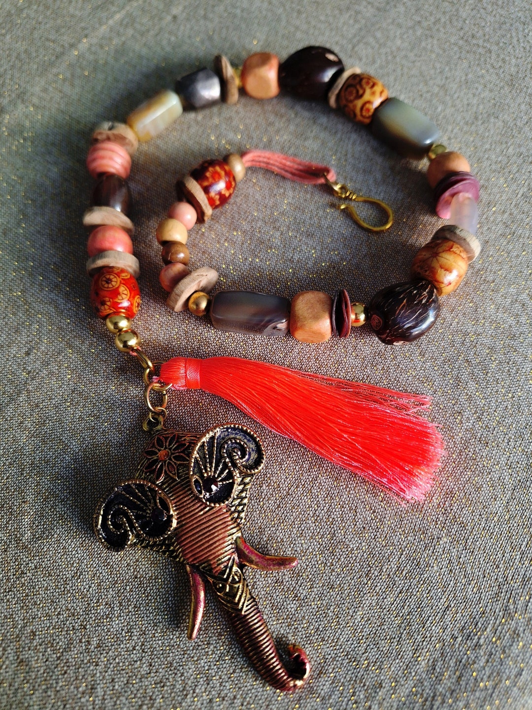 Zen Suspension Elephant Garland Turquoise Orange Gold Trendy Decor Boho ...