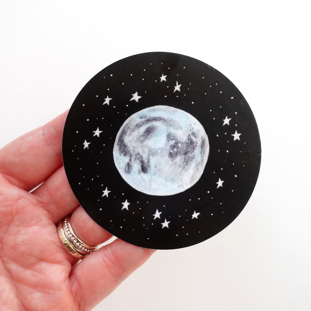 Blue Moon STICKER - Round Vinyl Sticker, Sticker for Sketchbook, Artist ...