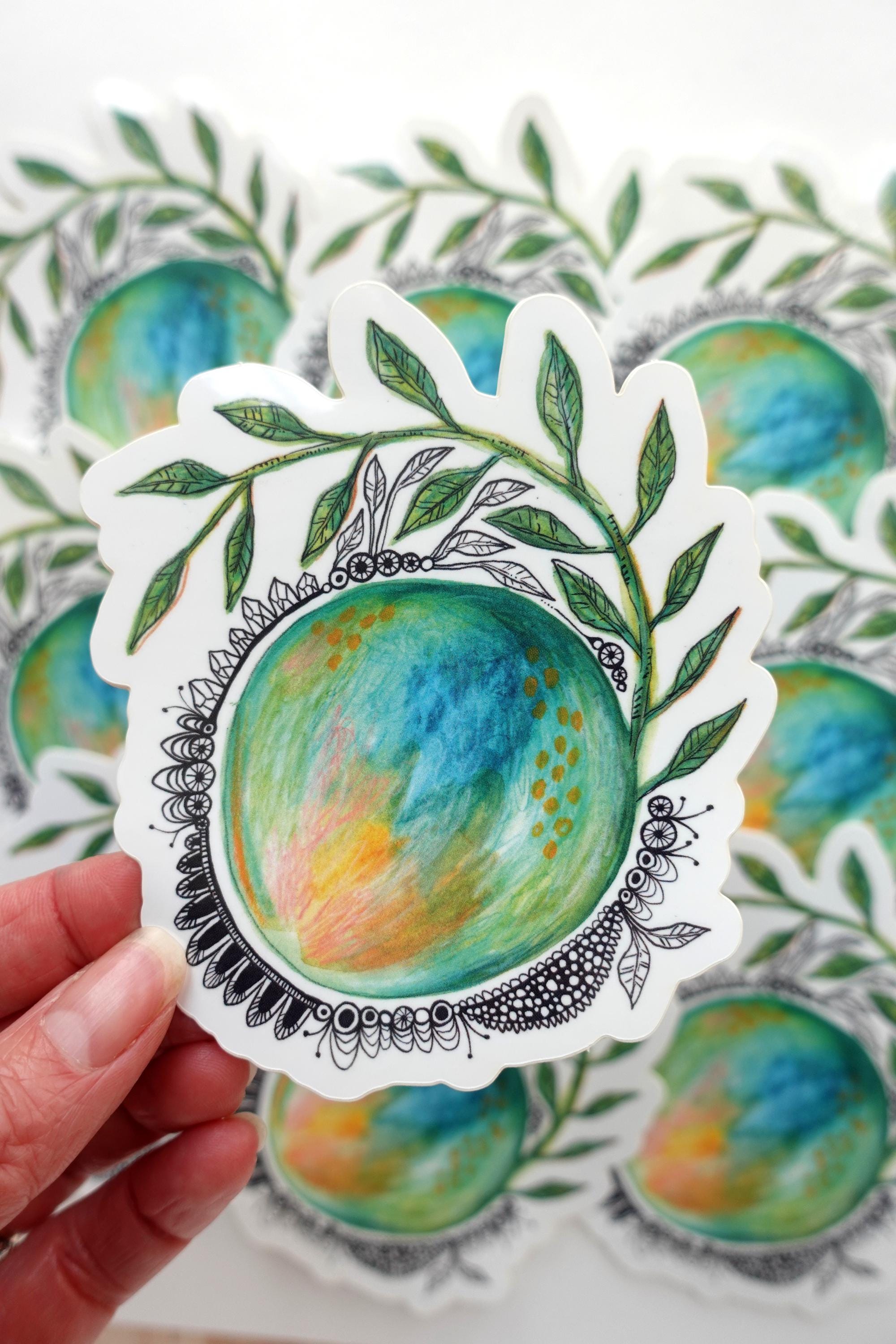 Mandala Orb STICKER, VINYL Glossy Waterproof Mandala Sticker, Abstract ...