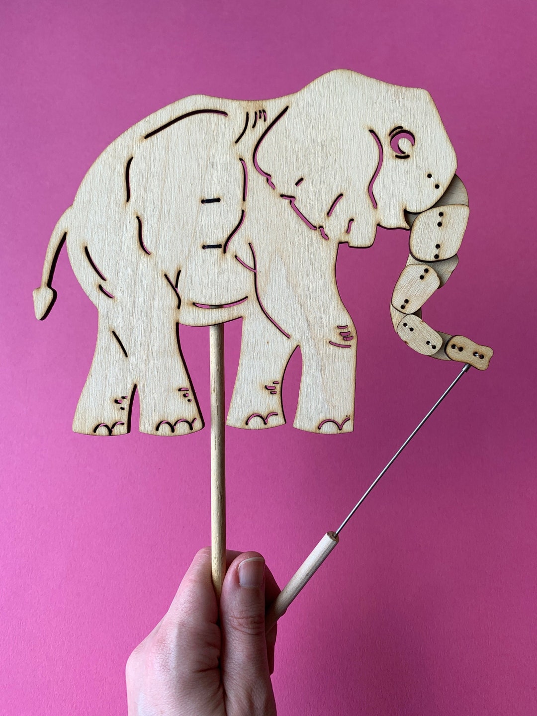Elephant Shadow Puppet - Wooden Laser Cut - Etsy