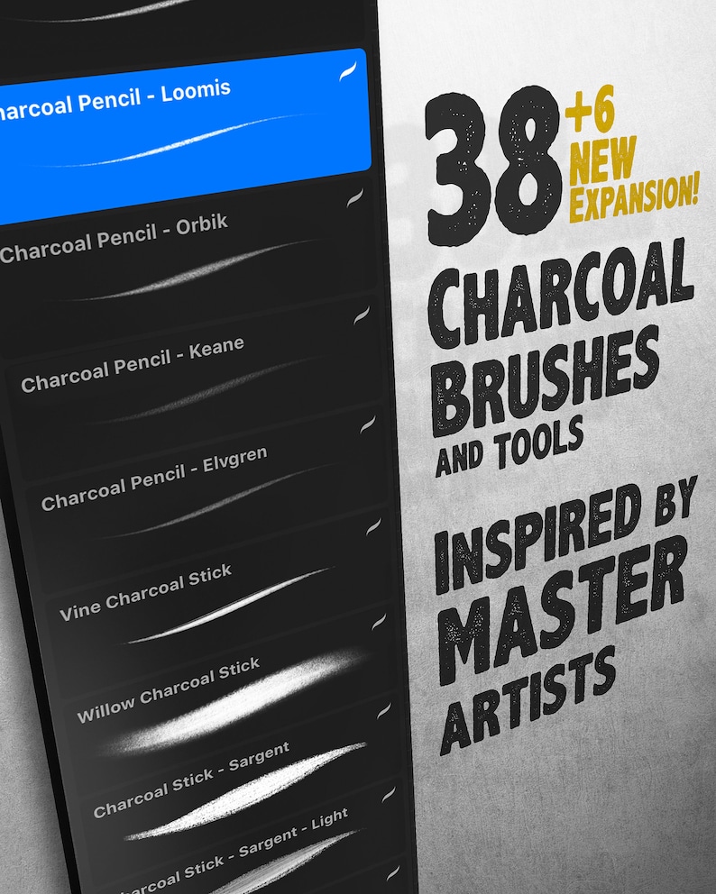 The Charcoal Master Pack : Procreate Brush Set || Digital Drawing Brushes & Tools - Pastel ...