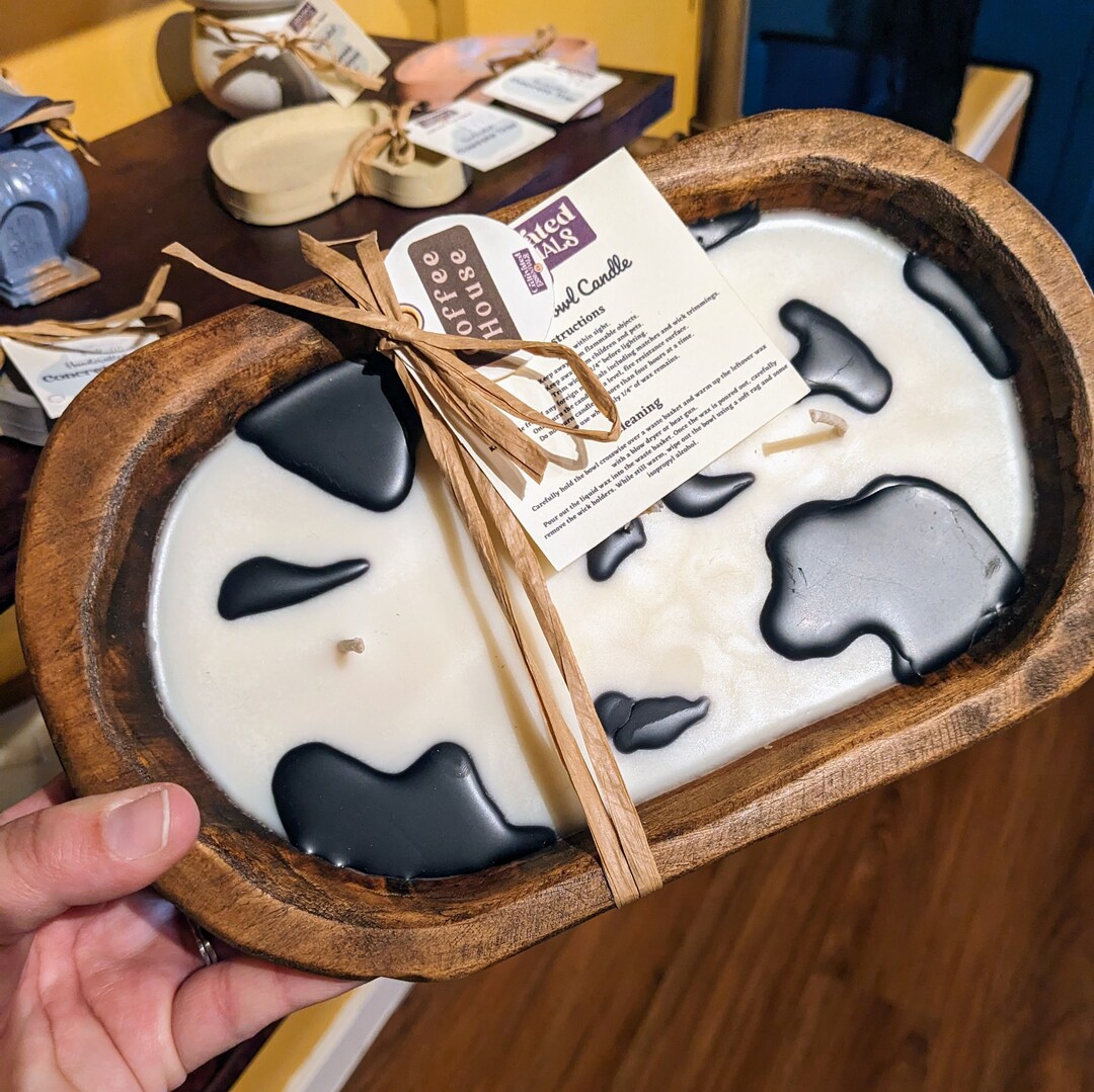 Cow Print Dough Bowl Candle - Etsy