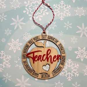 Teacher Christmas Ornaments, Christmas Gift for Teacher, Wooden ...