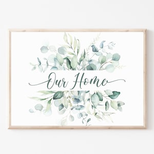 Our Home Eucalyptus Prints, Greenery Prints, Watercolor Print, Greenery ...