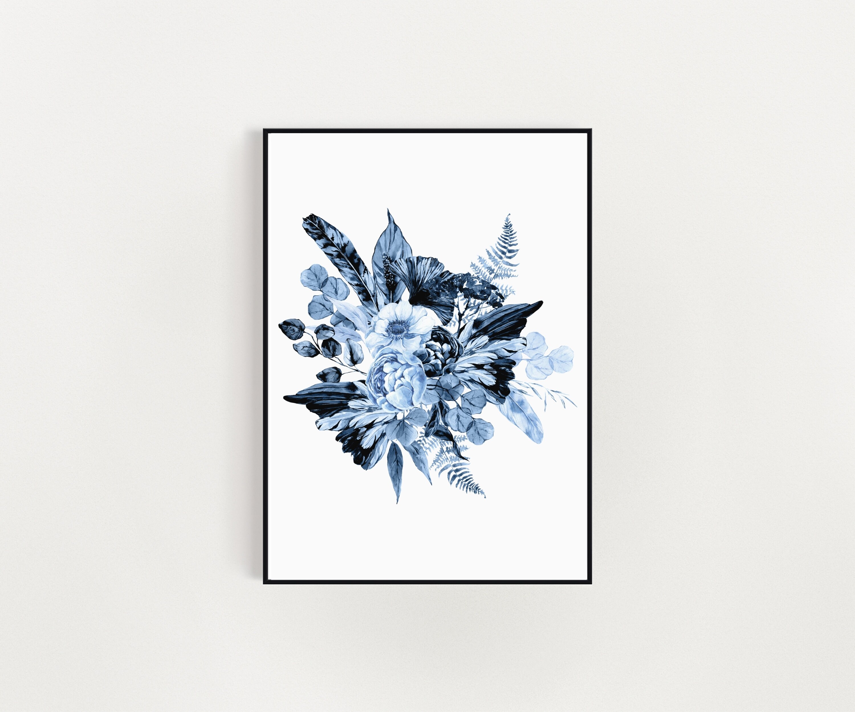 Blue Watercolor Flower Print Floral Instant Art Printable - Etsy