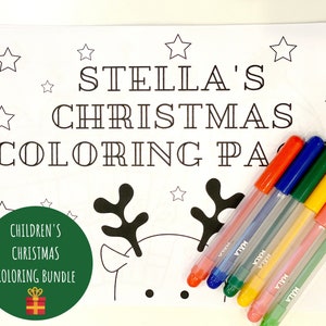 11 Print at Home Children Coloring Pages, Personalized Christmas ...