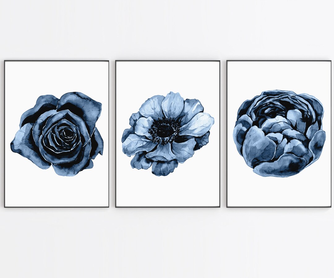 Set of 3 Flower Prints - Wall Art Decor - Farmhouse Decor - Botanical ...