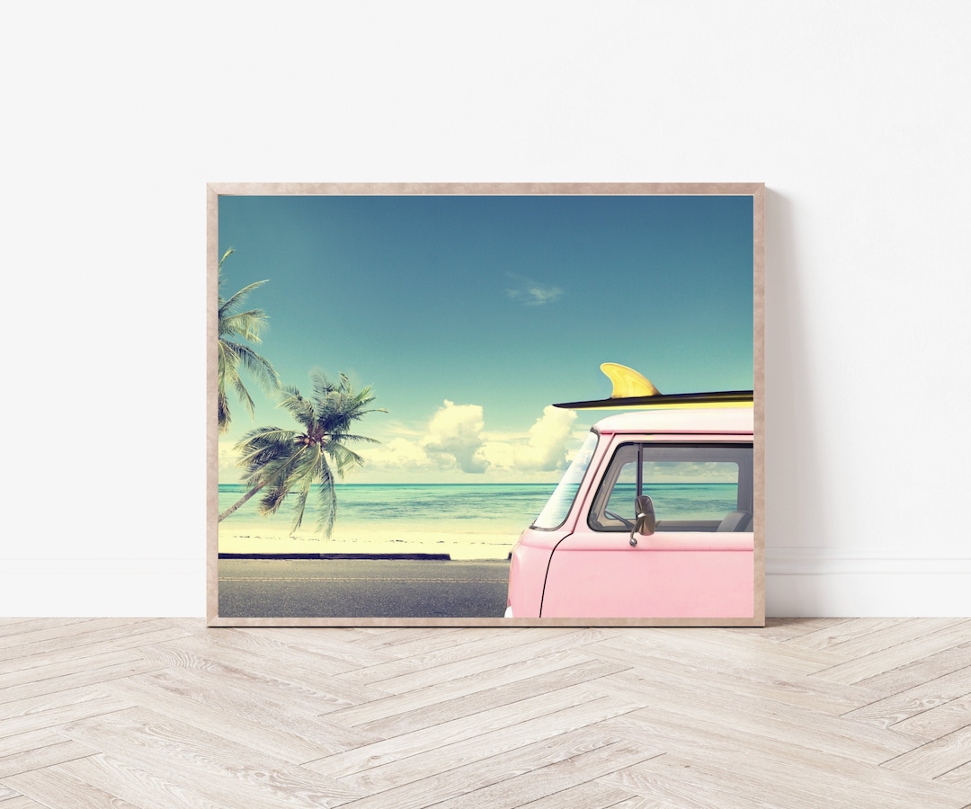 Retro Surf by the Sea, Retro Surf Van Print, Printable, Beach Wall ...