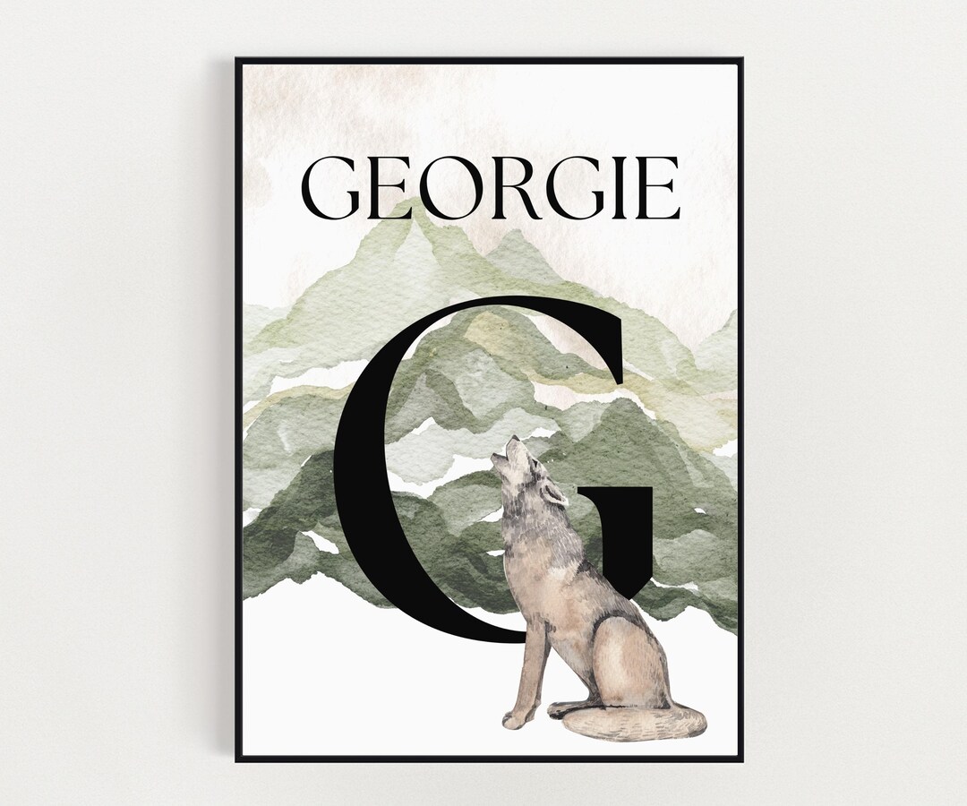 Wolf Baby Name Art - Wolf Nursery Print - Boy Nursery Print - Custom ...