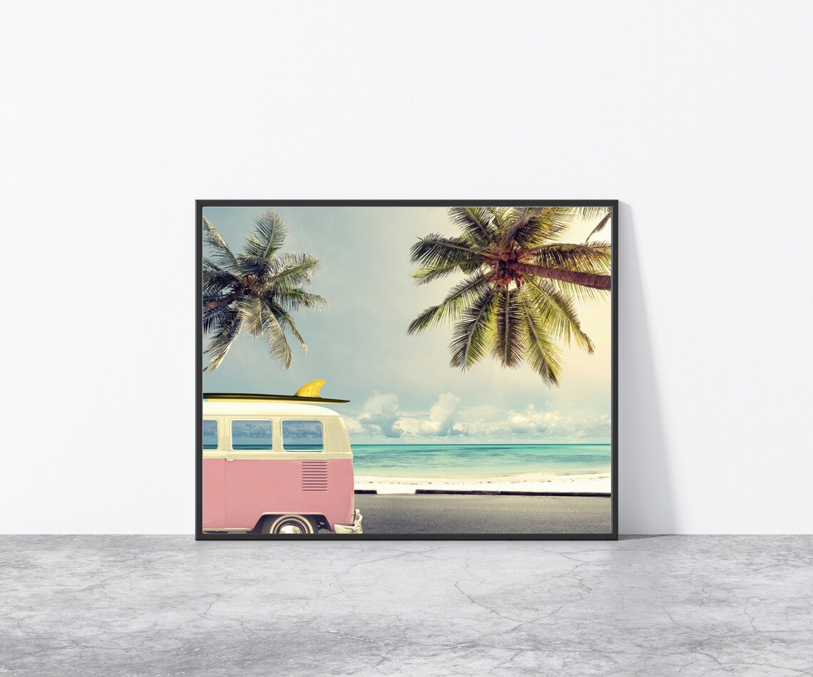 Retro Surf by the Sea Retro Surf Van Print Printable Beach - Etsy