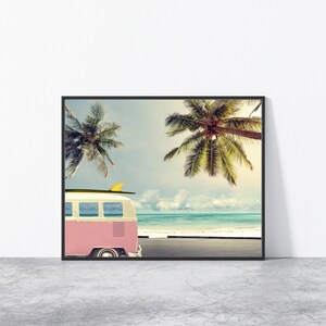 Retro Surf by the Sea, Retro Surf Van Print, Printable, Beach Wall ...