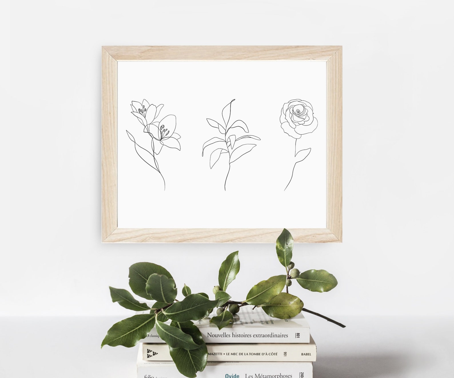 Flower Line Art Botanical Line Art Print Floral Line Art | Etsy