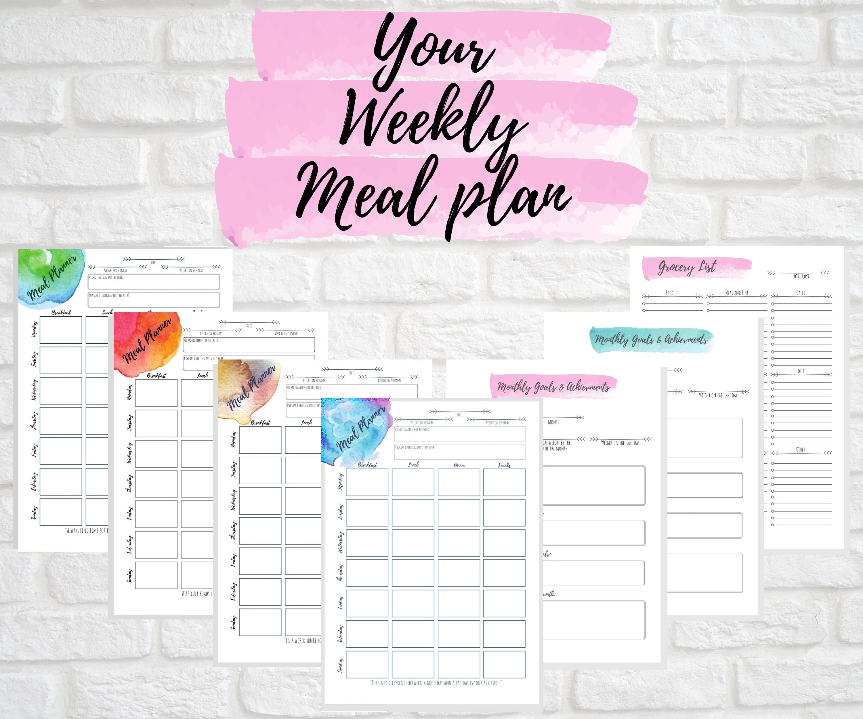 Printable Meal Plannerweight Loss Program Tracker | Etsy
