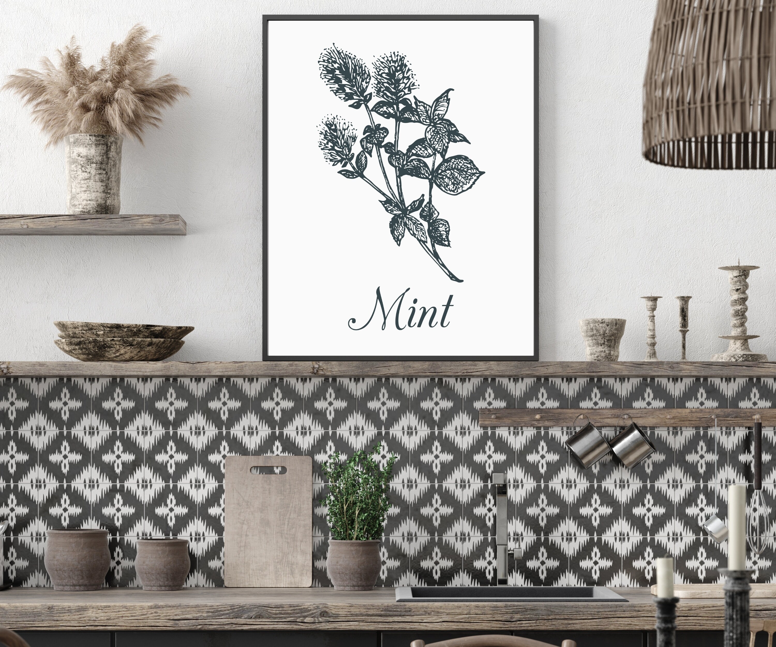 Set of 6 Herb Prints Kitchen Printable Art Botanical Print | Etsy