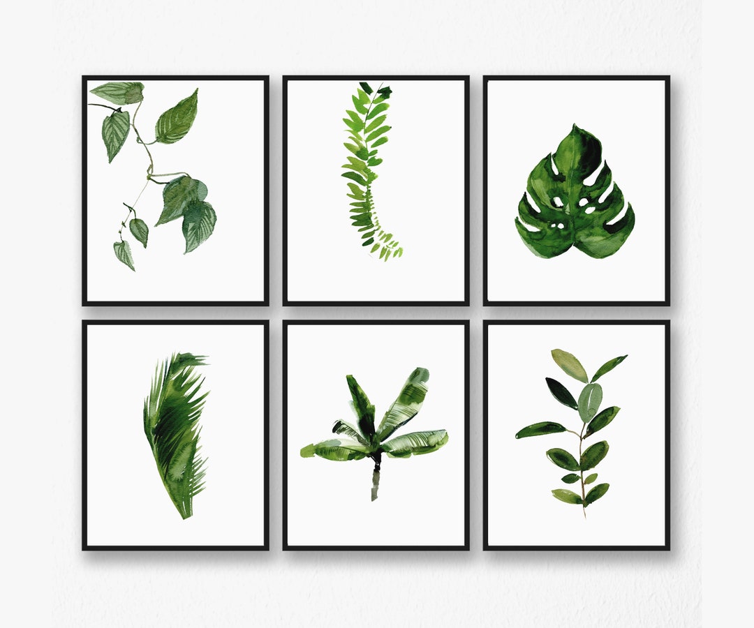 Watercolor Greenery Print Set: Tropical Botanical Art (digital Download ...