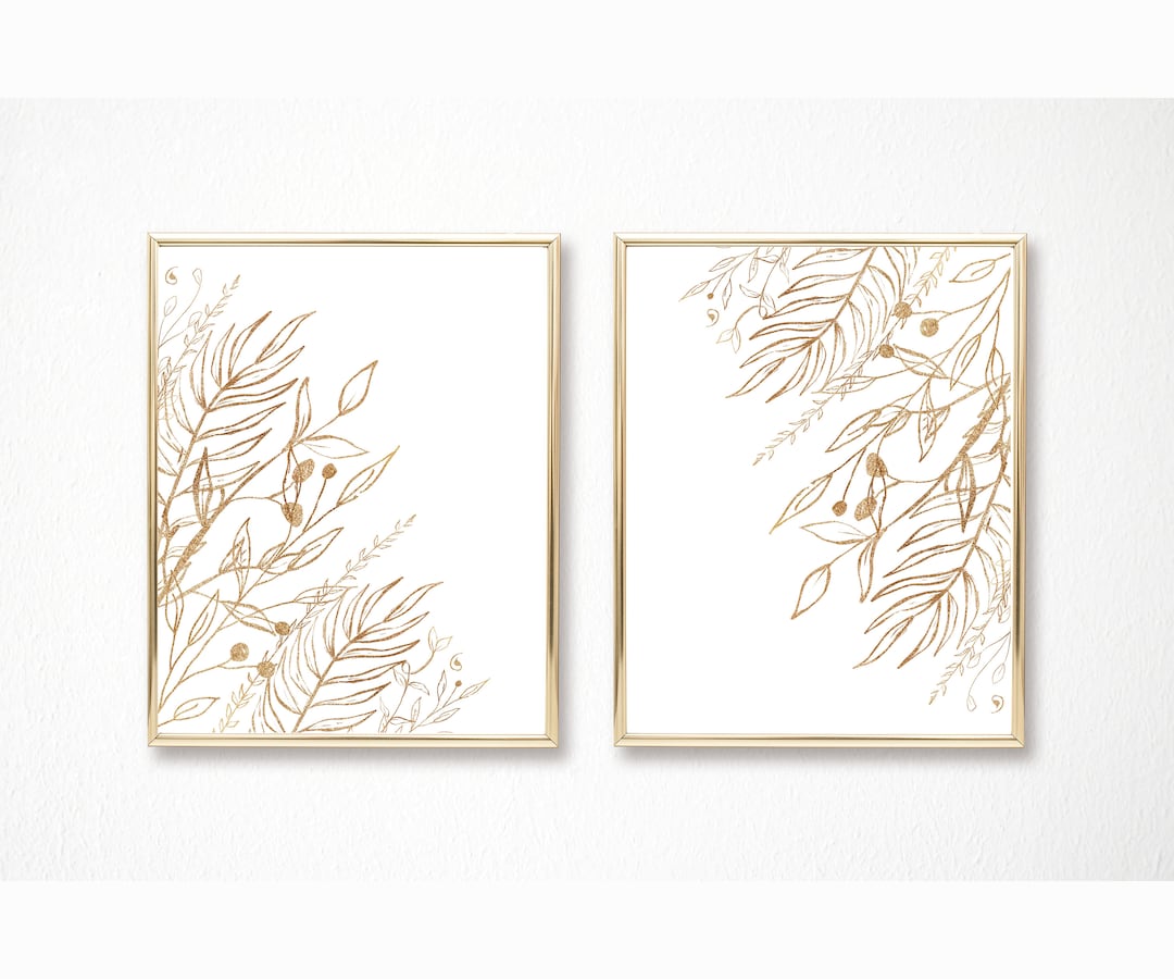 Gold Botanical Wall Art Decor - Gold Wall Art - Minimalist Home Decor ...