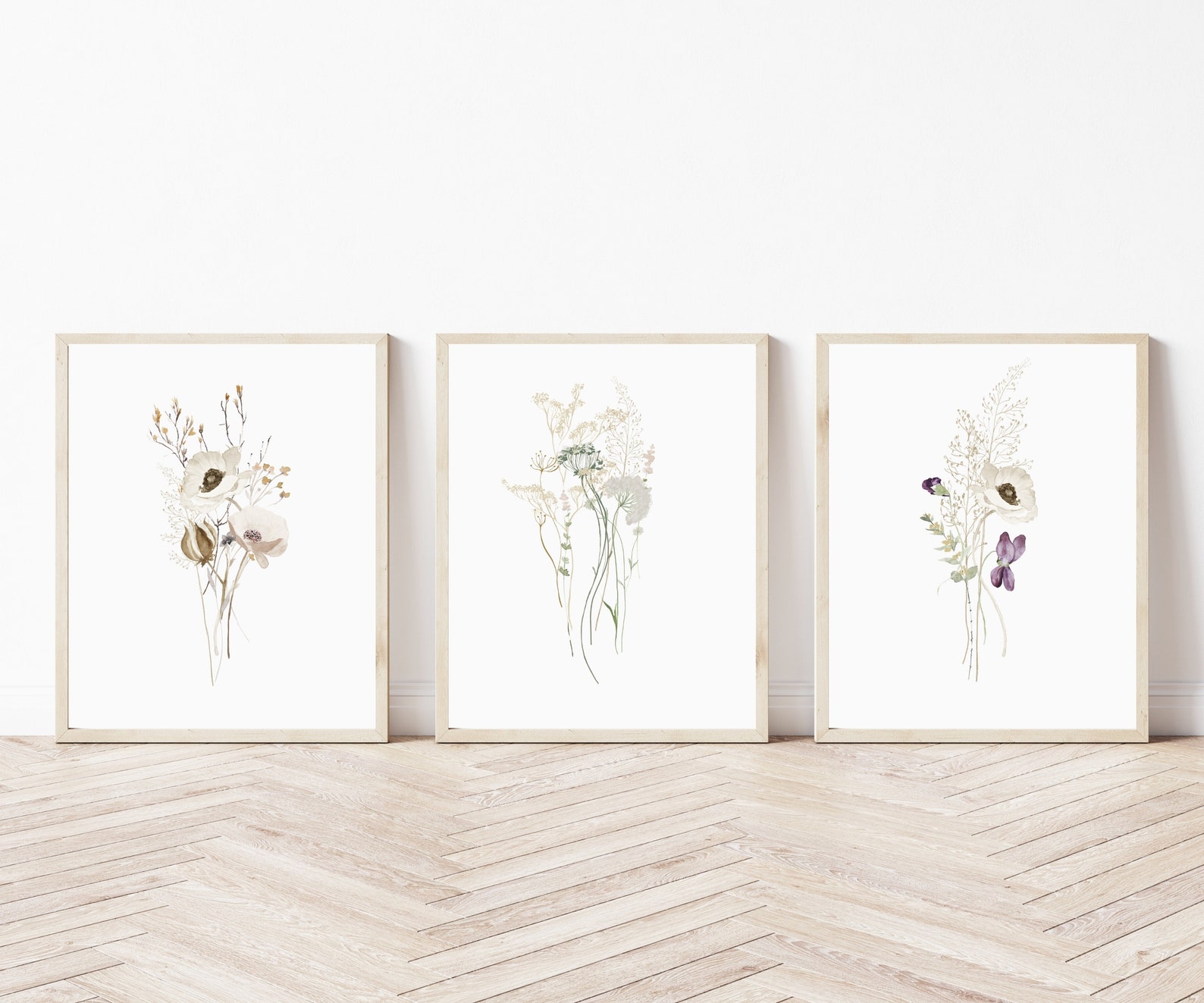 Set of 3 Wildflower Prints Floral Instant Art Printable | Etsy