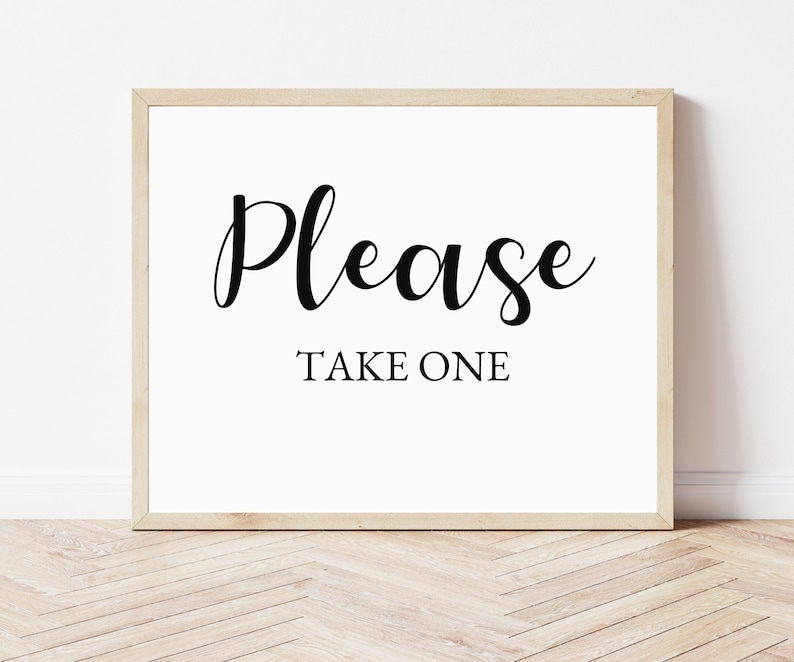 Wedding Sign Please Take One Sign Printable Wedding - Etsy