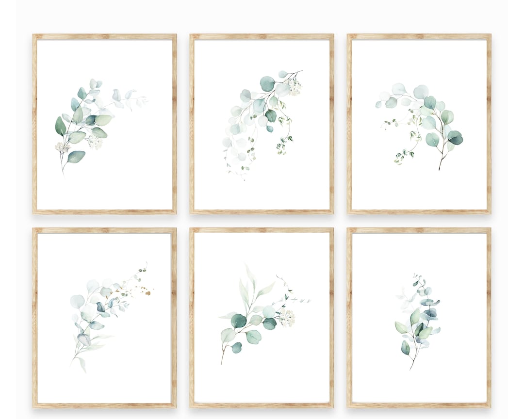 Eucalyptus Watercolor Print Set of 6 Instant Art INSTANT Download ...