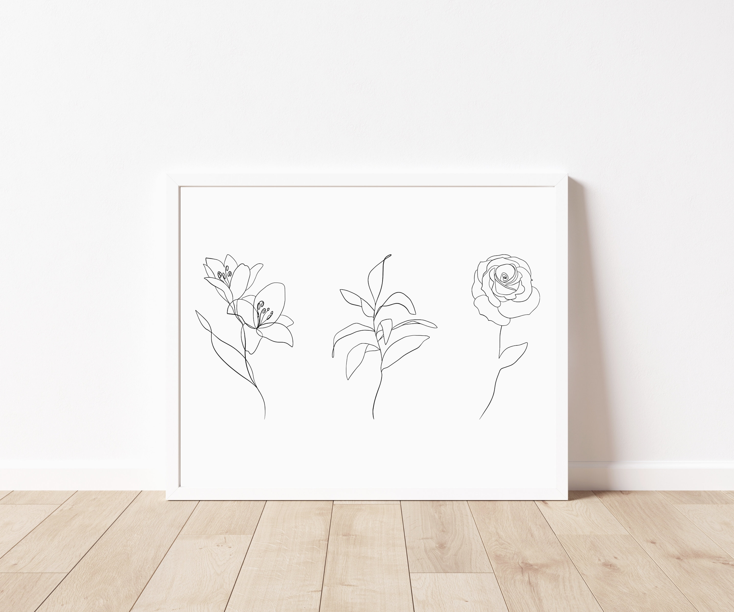 Flower Line Art Botanical Line Art Print Floral Line Art | Etsy