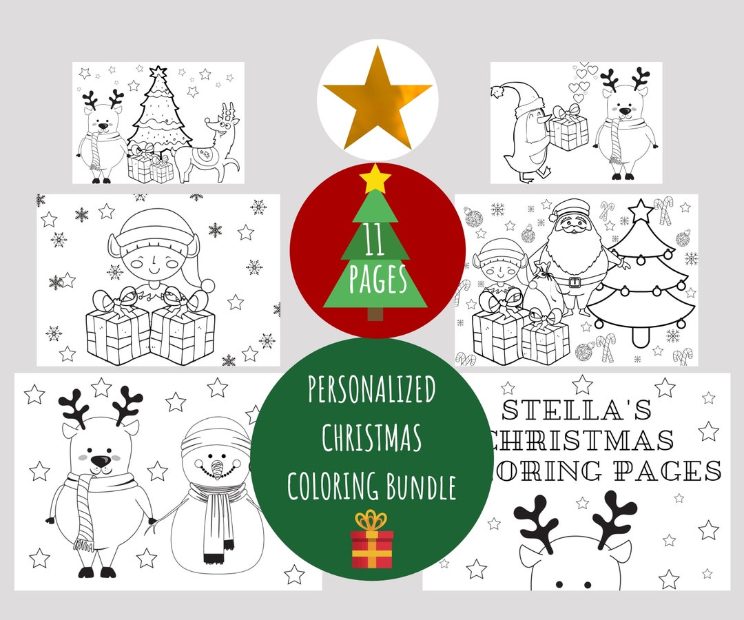 11 Print at Home Children Coloring Pages, Personalized Christmas ...