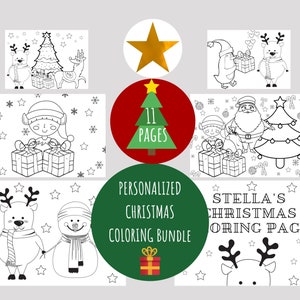 11 Print at Home Children Coloring Pages, Personalized Christmas ...