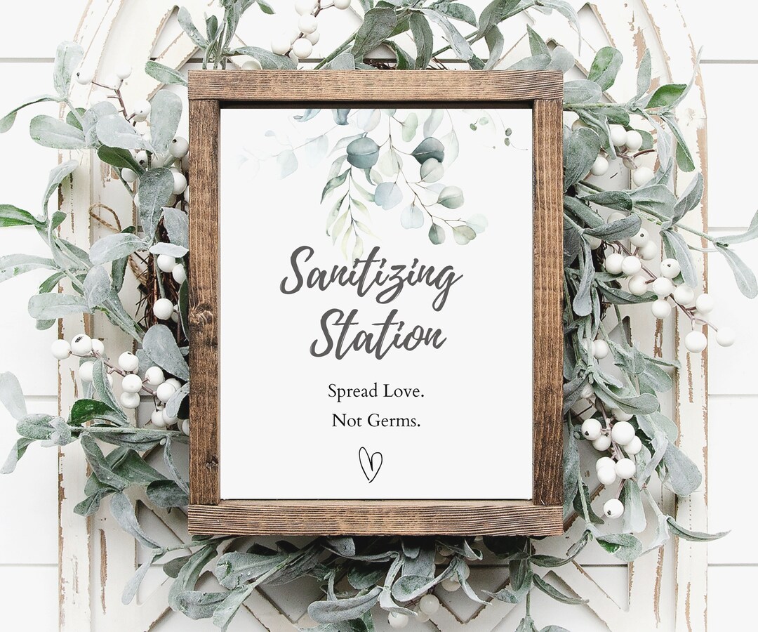 Eucalyptus Sanitizing Station Sign: Wedding Ceremony Decor (digital ...