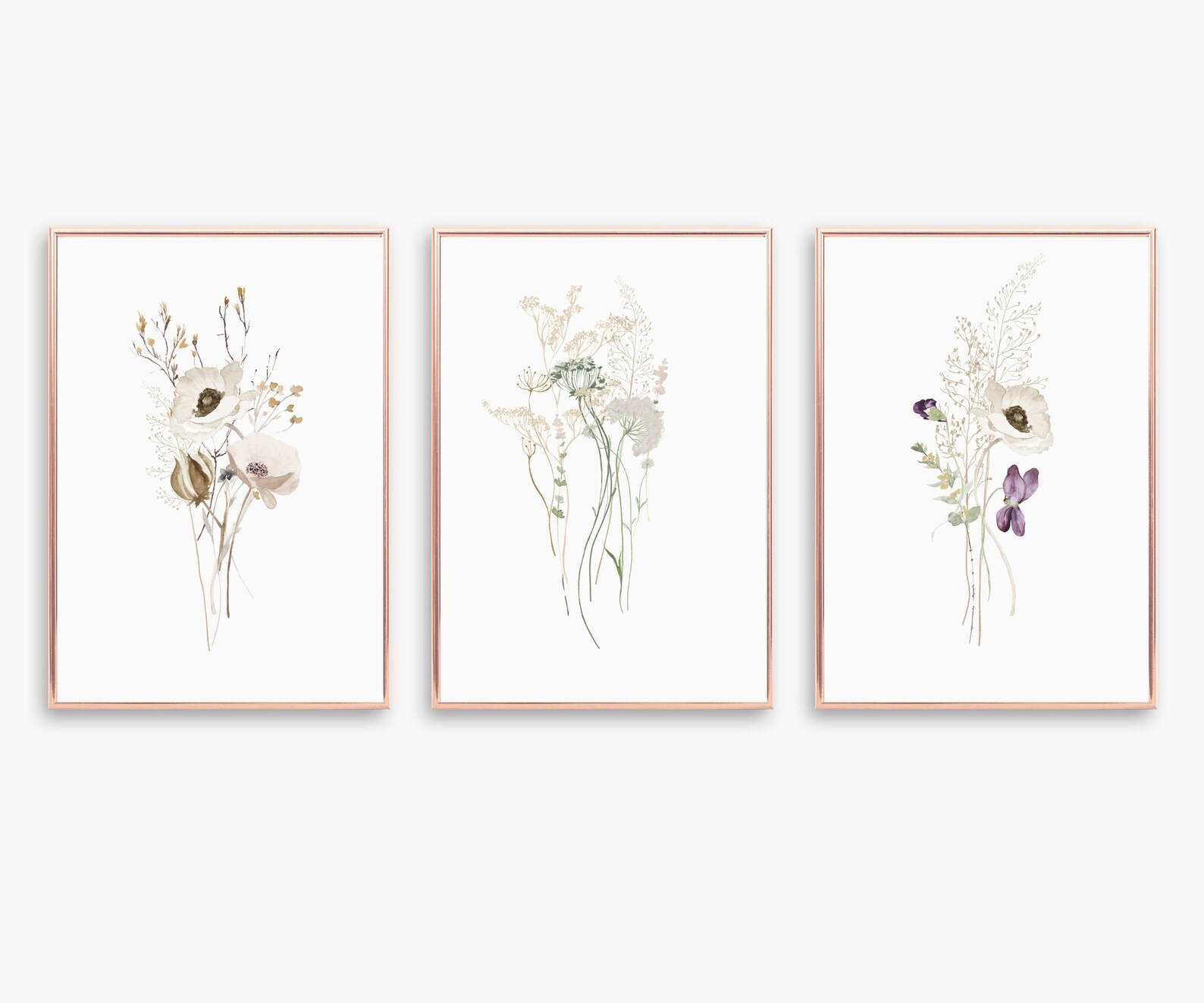 Set of 3 Wildflower Prints Floral Instant Art Printable - Etsy
