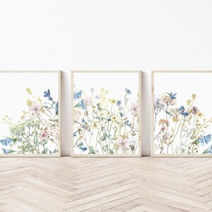 Set of 3 Wildflower Prints Floral Instant Art Printable Art Floral Wall Art Botanical Print ...