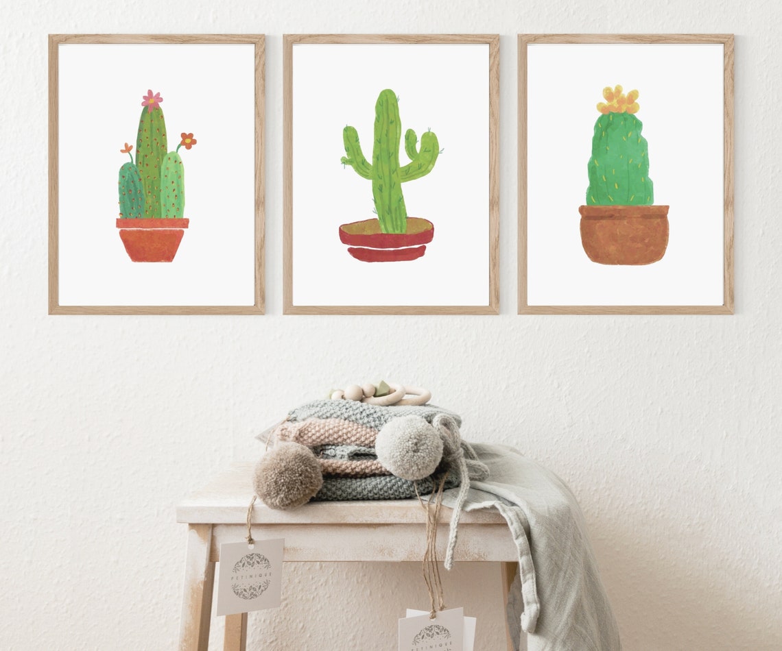 Watercolor Cactus Print Set of 6: Gallery Wall Art (digital Download ...