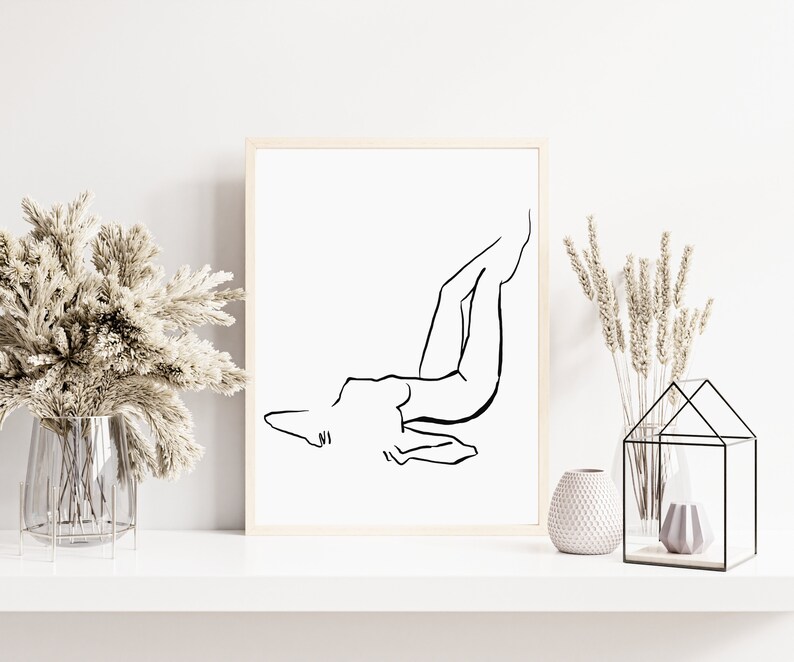 Akt Line Zeichnung Moderne Minimalistisch Schwarz weiß - Etsy.de