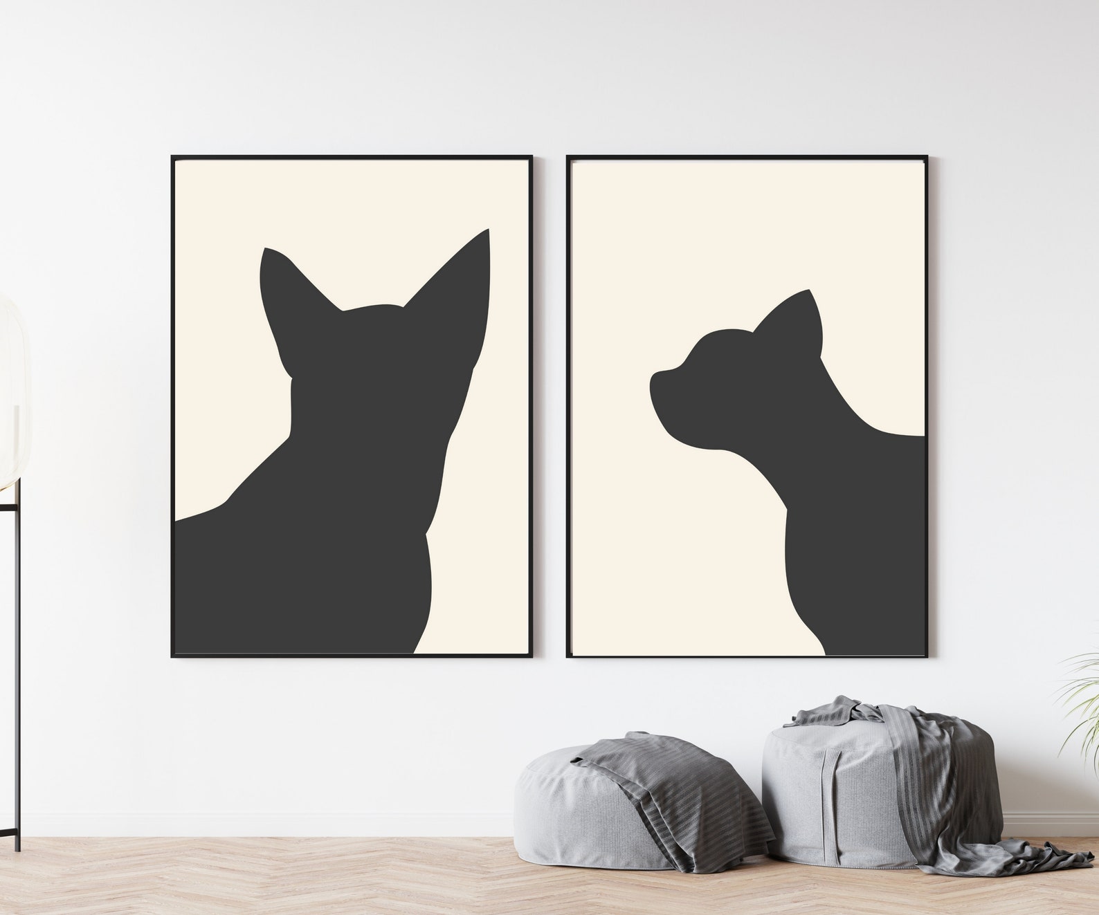 Minimalist Cat Print Set: Black and White Silhouette Wall Art (digital ...