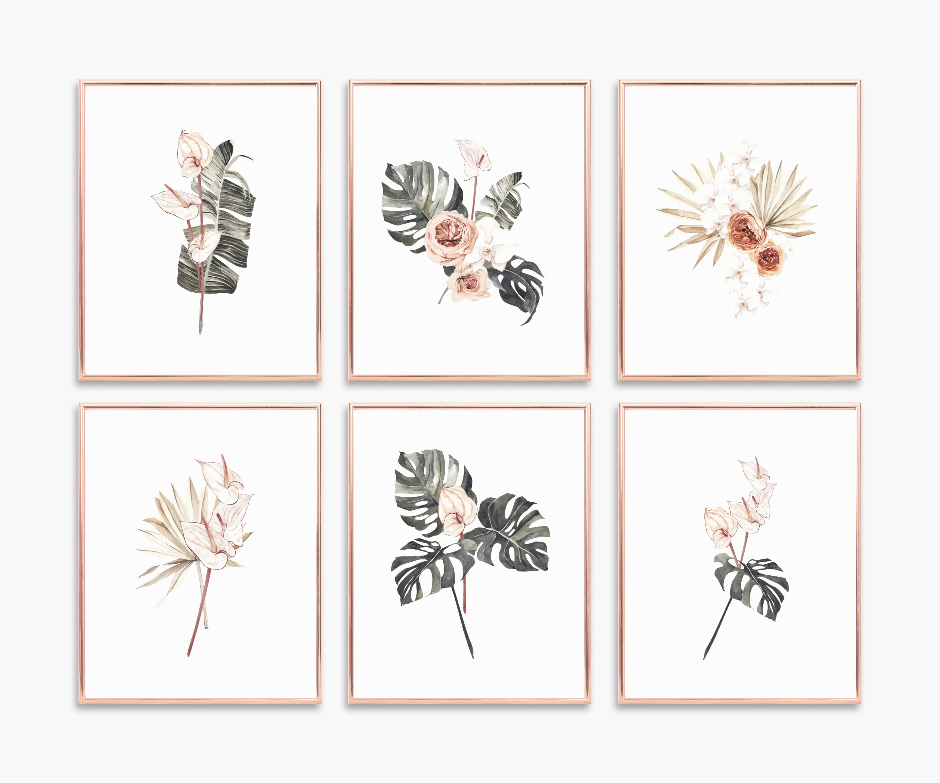 Set of 6 Botanical Prints Terra Cotta Print Plant Print Home | Etsy