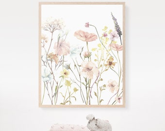 Set of 2 Wildflower Prints Floral Instant Art Printable Art Floral Wall Art Botanical Print ...
