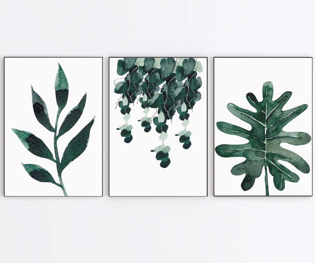 Set of 3 Plant Prints - Floral Instant Art - Printable Art - Greenery ...