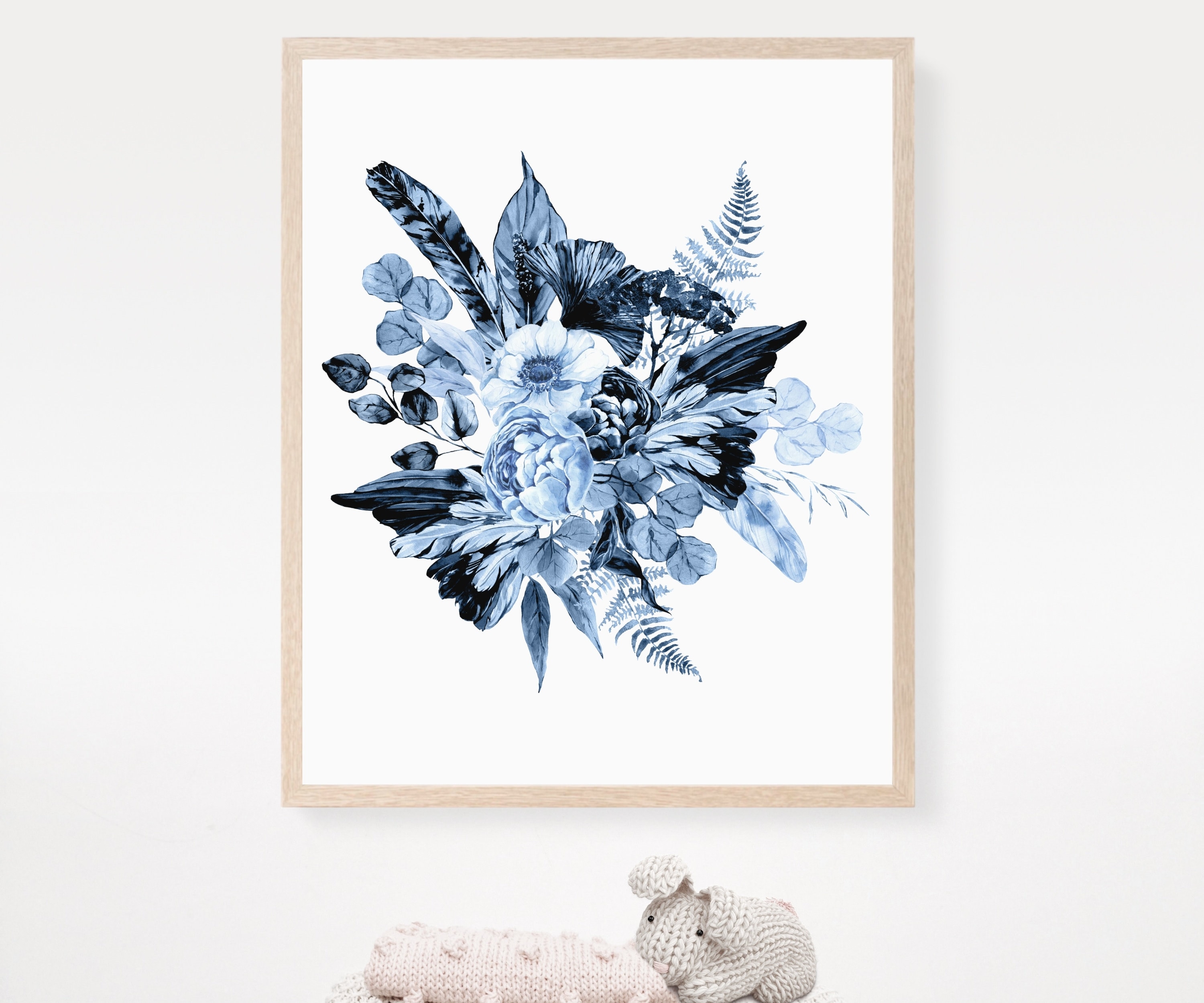 Blue Watercolor Flower Print Floral Instant Art Printable - Etsy