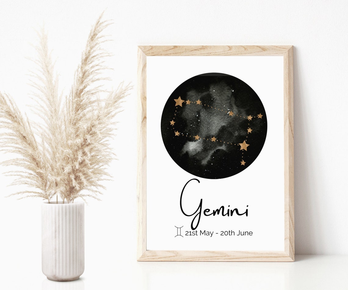 Gemini Print Star Sign Print Horoscope Decor Astrology - Etsy