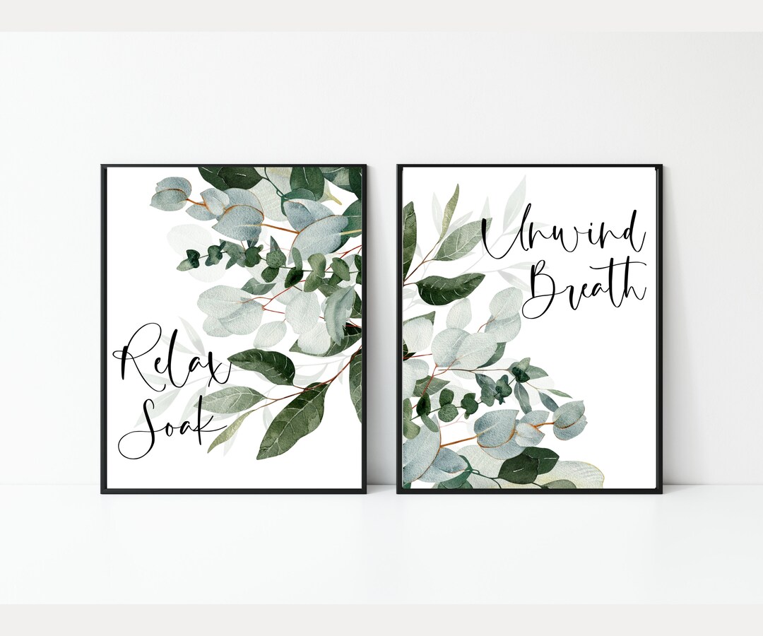 Set of 2 Greenery Bathroom Prints - Bathroom Plant Print - Tropical ...