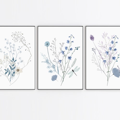 Set of 3 Wildflower Prints Floral Instant Art Printable - Etsy