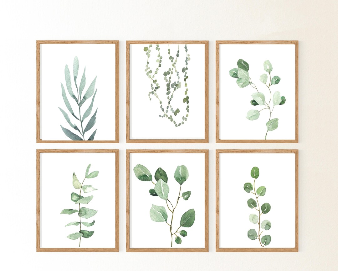 Watercolor Greenery Prints Set: Botanical Wall Art (digital Download ...
