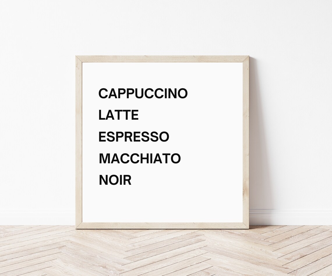 Coffee Chart Kitchen Wall Art Coffee Poster Digital Print - Etsy