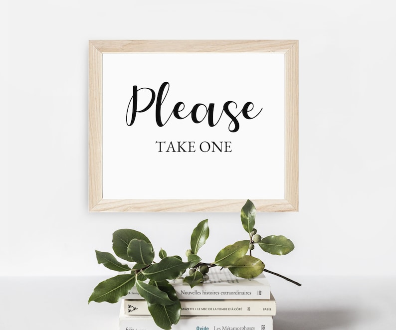 Wedding Sign Please Take One Sign Printable Wedding - Etsy