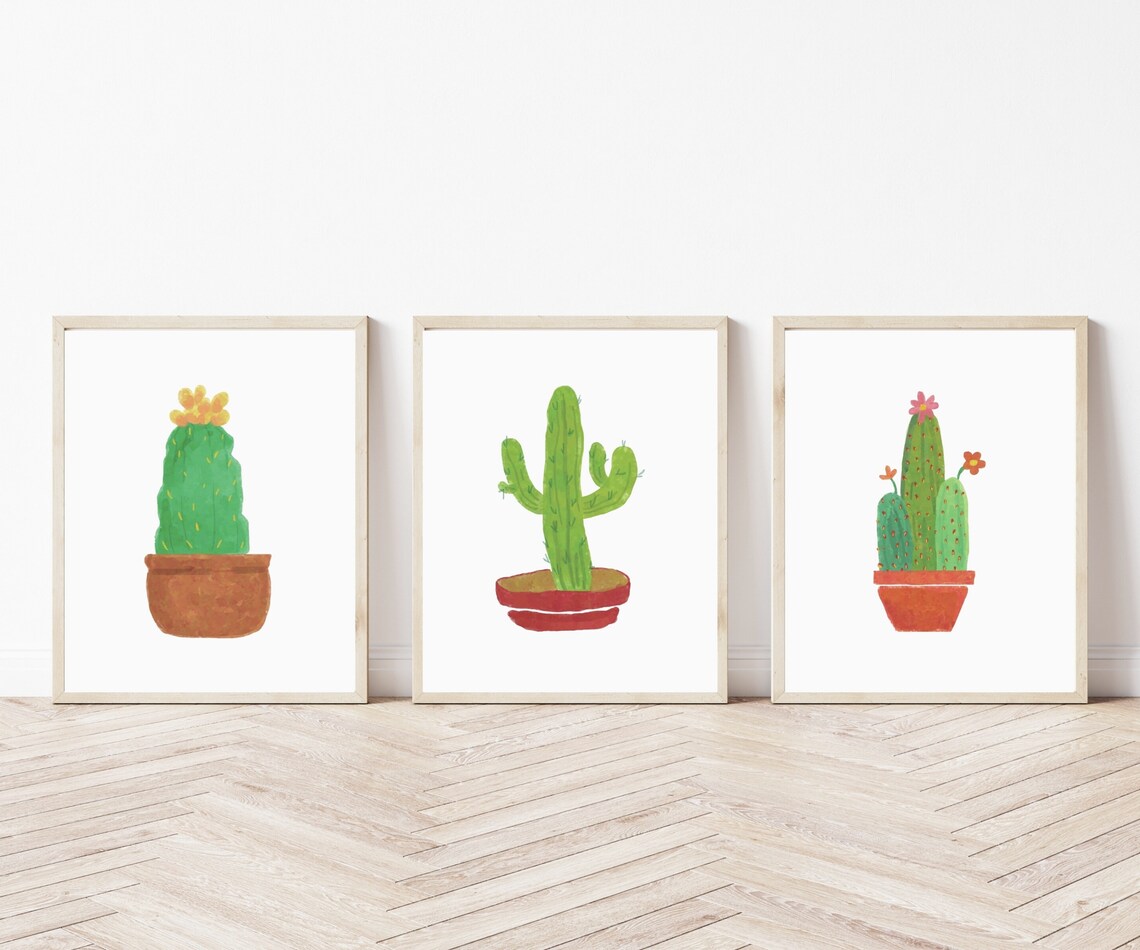 Set of 6 Watercolor Cactus Print Cactus Art Print Gallery | Etsy