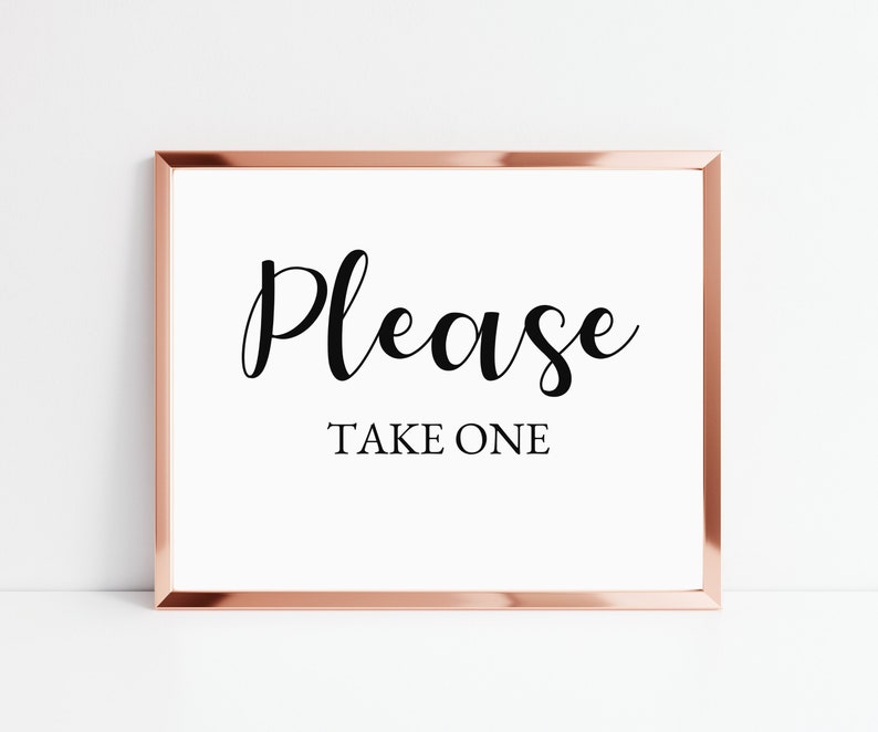 Wedding Sign Please Take One Sign Printable Wedding - Etsy