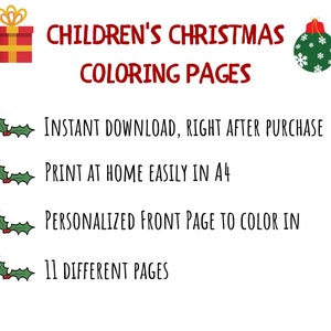 11 Print at Home Children Coloring Pages, Personalized Christmas ...