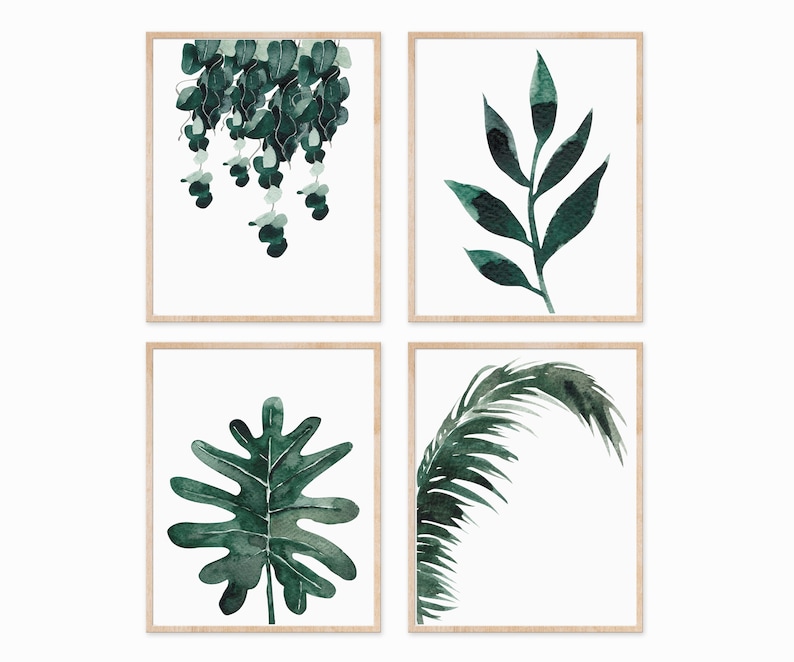 Greenery Watercolor Print Set: Botanical Wall Art (digital Download) - Etsy