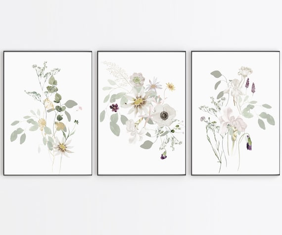 Set of 3 Wildflower Prints Floral Instant Art Printable - Etsy