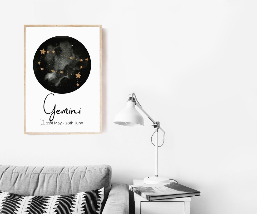 Gemini Print, Star Sign Print, Horoscope Decor, Astrology Print ...