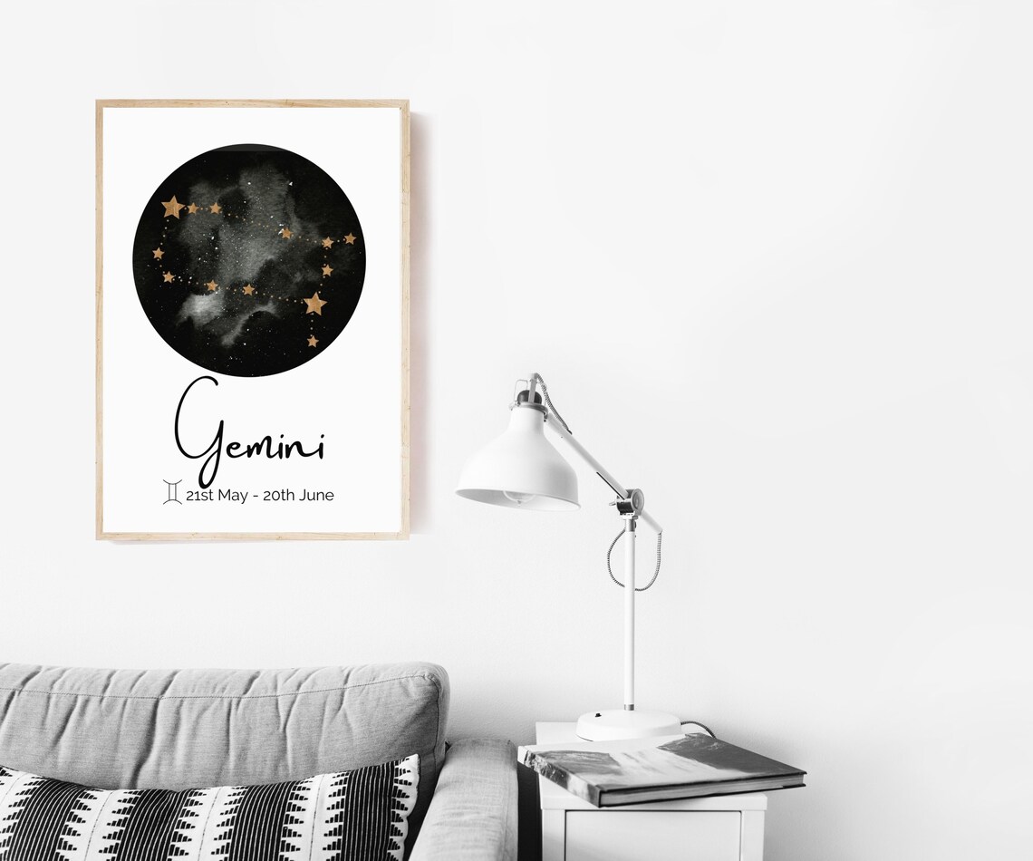 Gemini Print Star Sign Print Horoscope Decor Astrology - Etsy