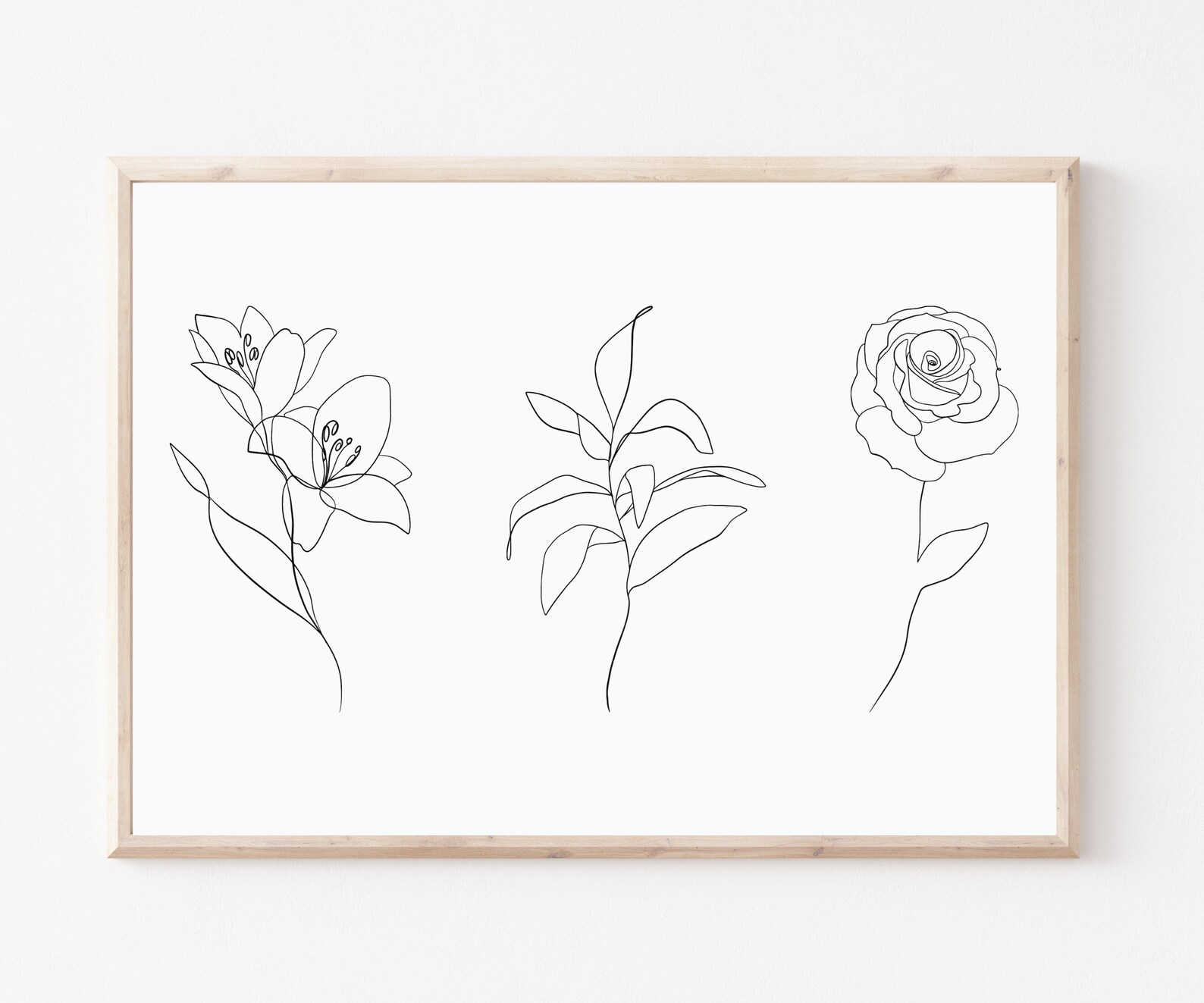 Flower Line Art Botanical Line Art Print Floral Line Art | Etsy